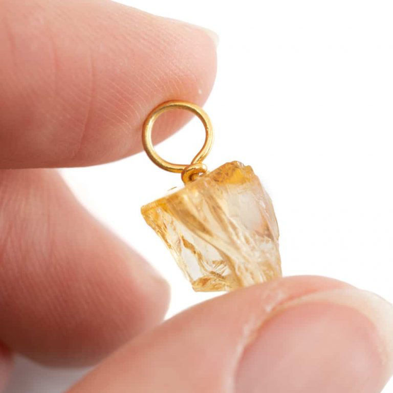 by Mi. Geboortesteen november Ruwe Edelsteen Hanger Citrien 925 Zilver ...